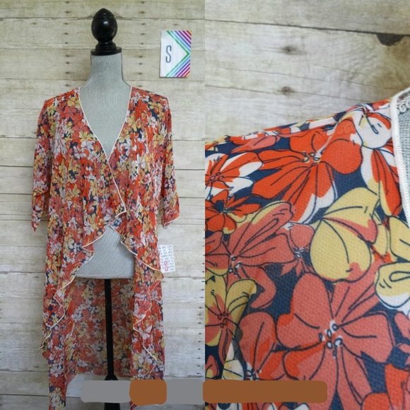 LuLaRoe | Tops | Nwt Lularoe Shirley Kimono Coverup S Orange Yellow ...